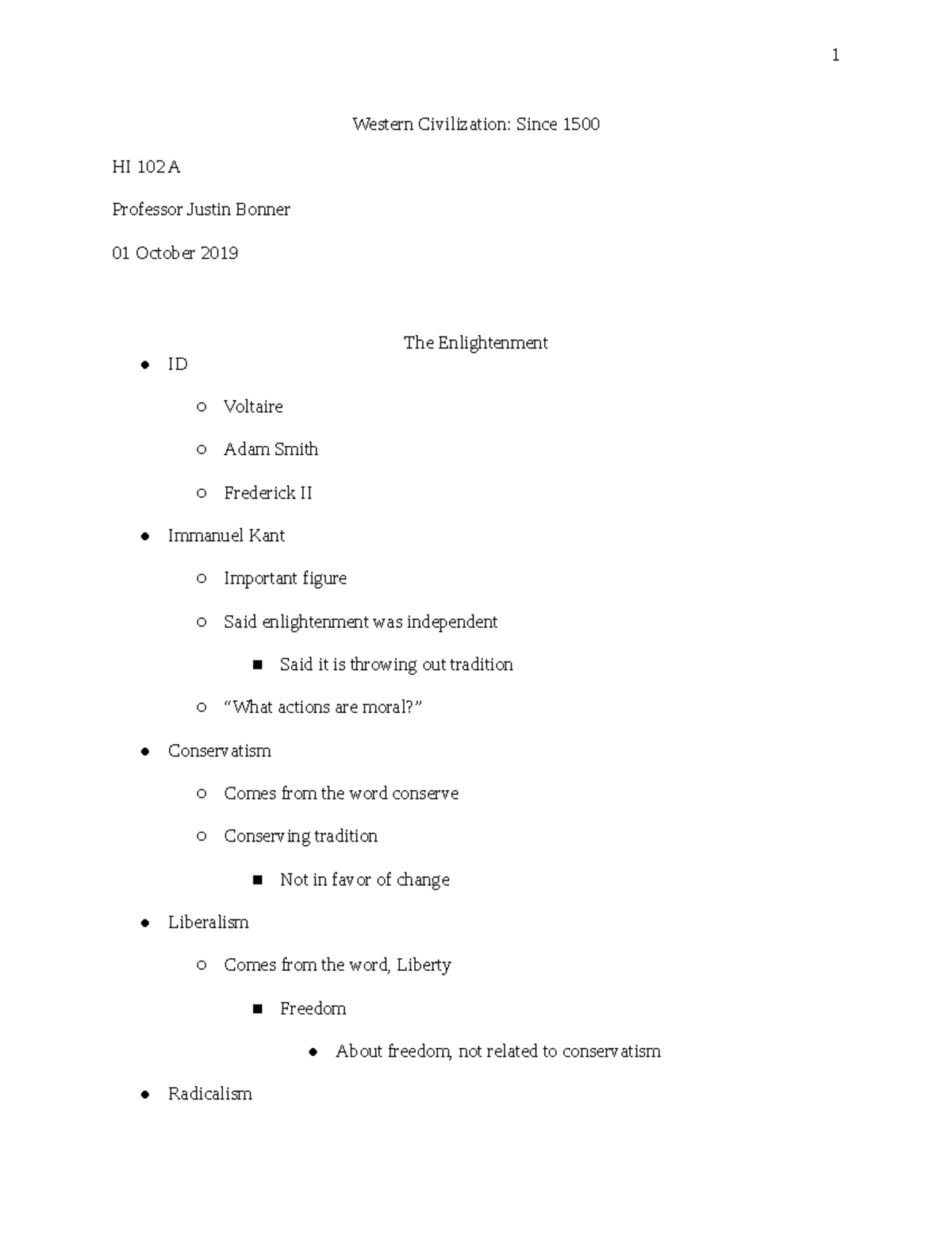 Western Civ 10 - Professor Bonner - Western Civilization: Since 1500 HI ...