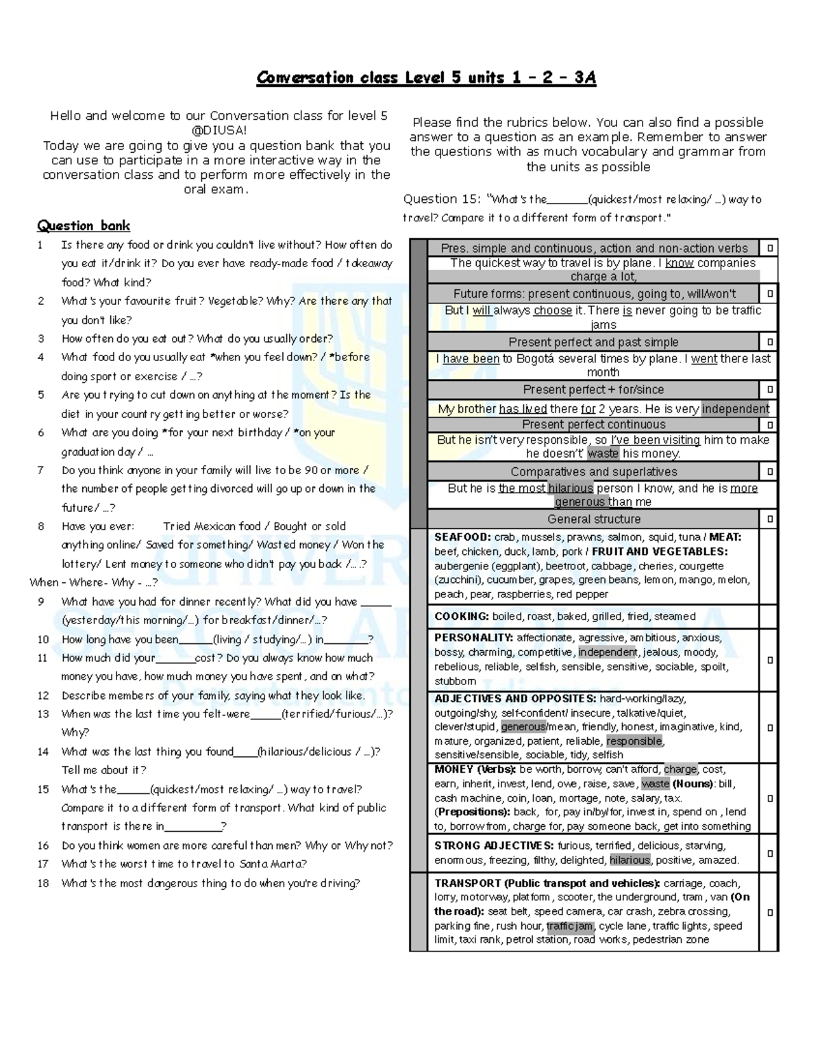Level 5 - buen material de estudio - Conversation class Level 5 units 1 ...