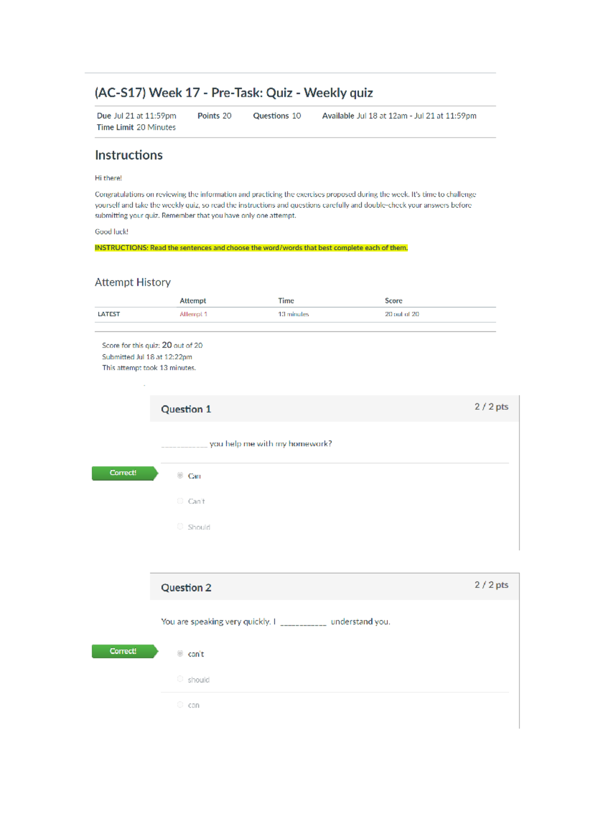 (AC-S17) Week 17 - Pre-Task Quiz - Weekly quiz - Ingles IV - Studocu