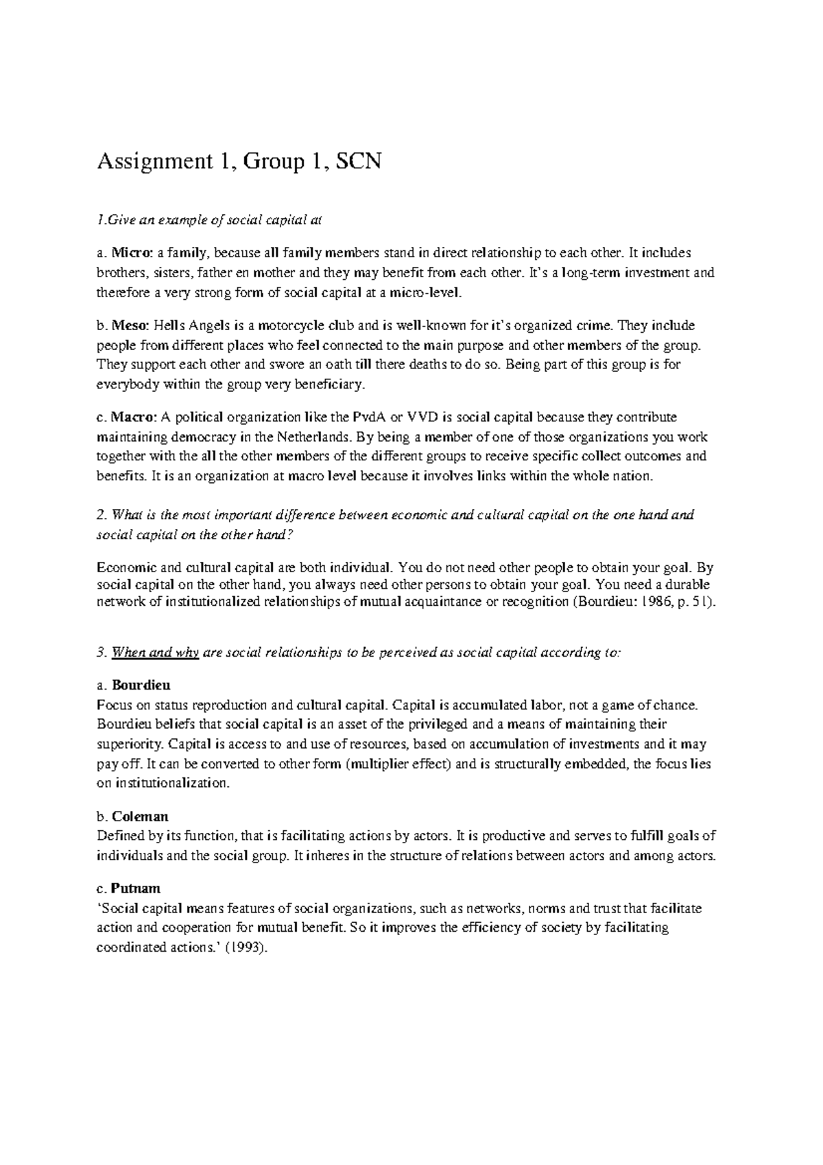 Compulsory declarations, questions and answers - 1 - 6 - Assignment 1, Group 1, SCN 1 an example ...