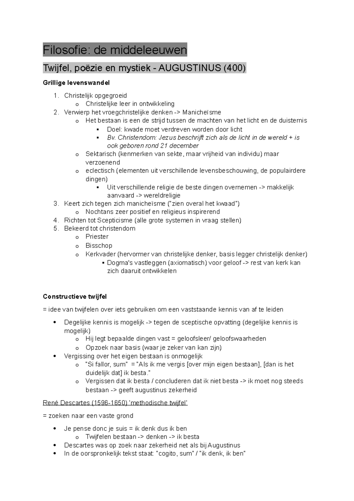 Filosofie de middeleeuwen - wijsbegeerte van het wetenschappelijk denken (deel 3) - Filosofie ...