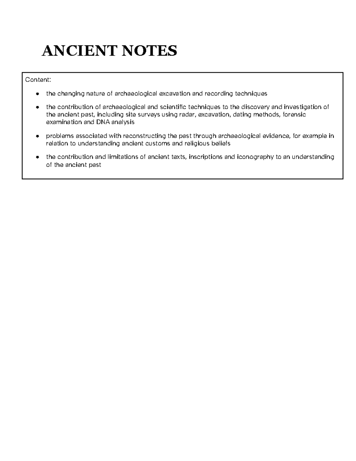 Copy of Ancient Notes - ANCIENT NOTES Content: the changing nature of ...