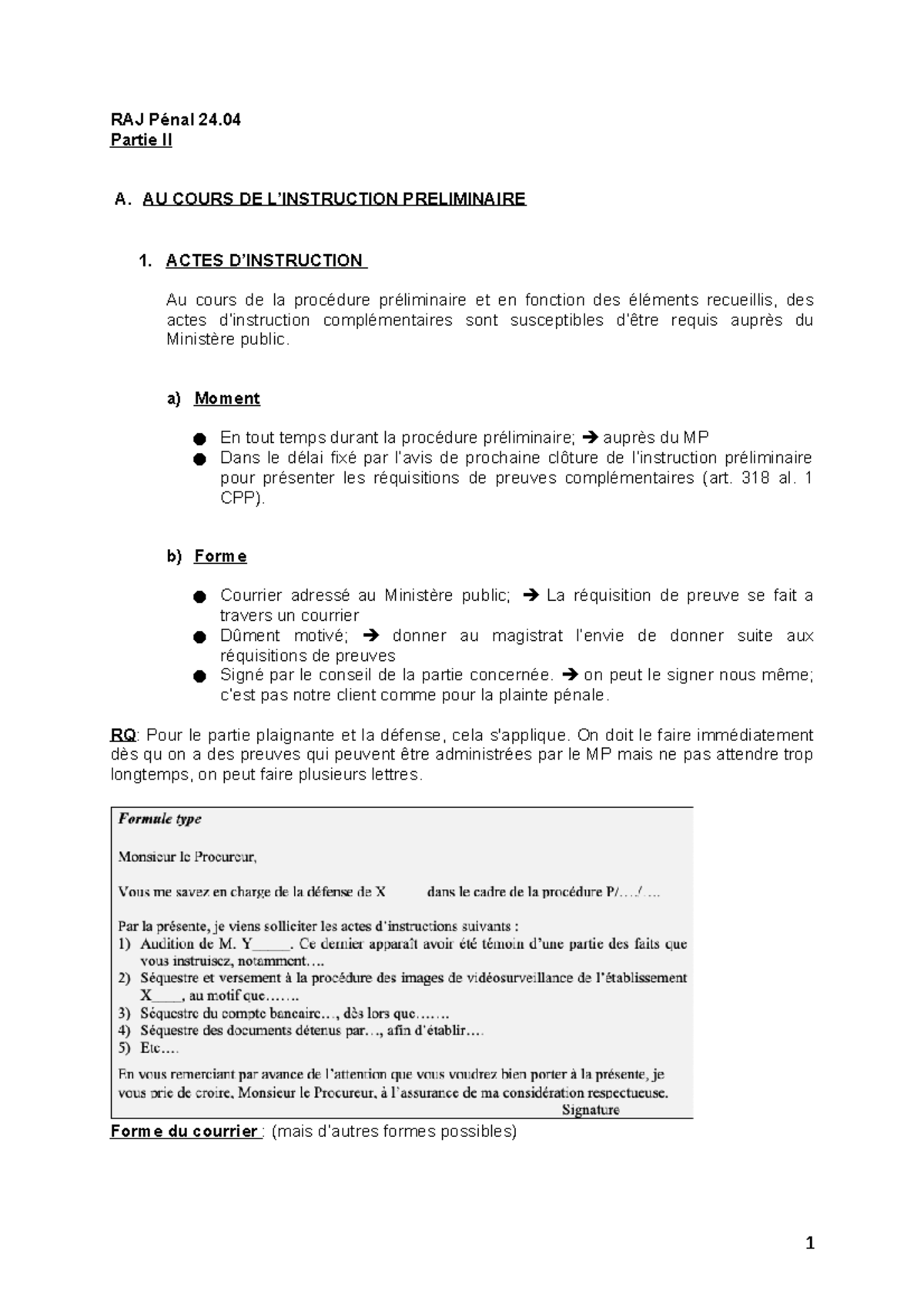 RAJ pénal II - Différentes écritures judiciaires (pénal) 2ème partie ...