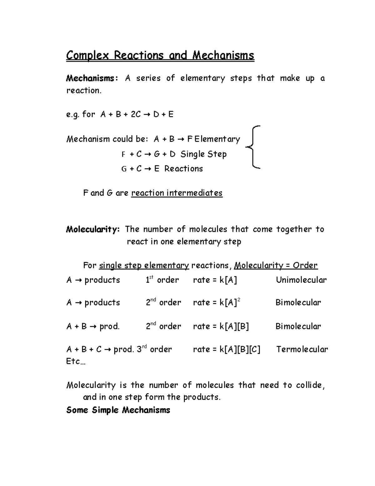 Complex Reactions and Mechanisms Part 1 - Complex Reactions and ...