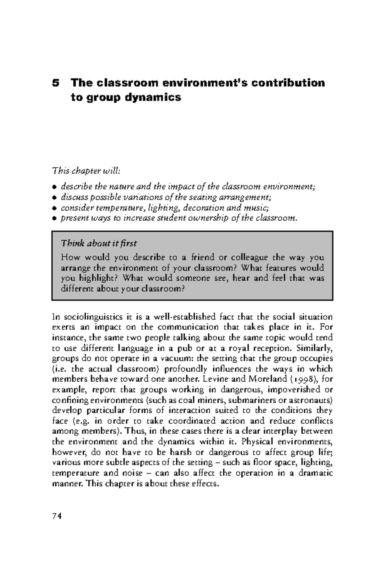Group Dynamics Sample Ch5 - 5 The classroom environment's contribution ...