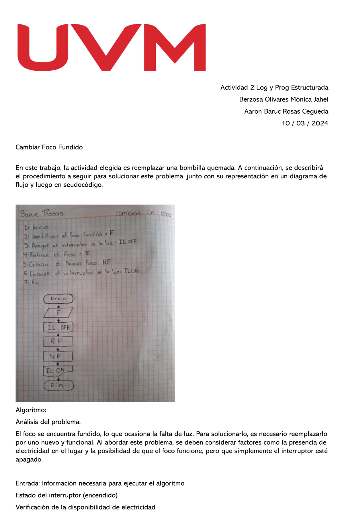 Actividad 2 Log y Prog Estructurada - Actividad 2 Log y Prog Estructurada Berzosa Olivares ...