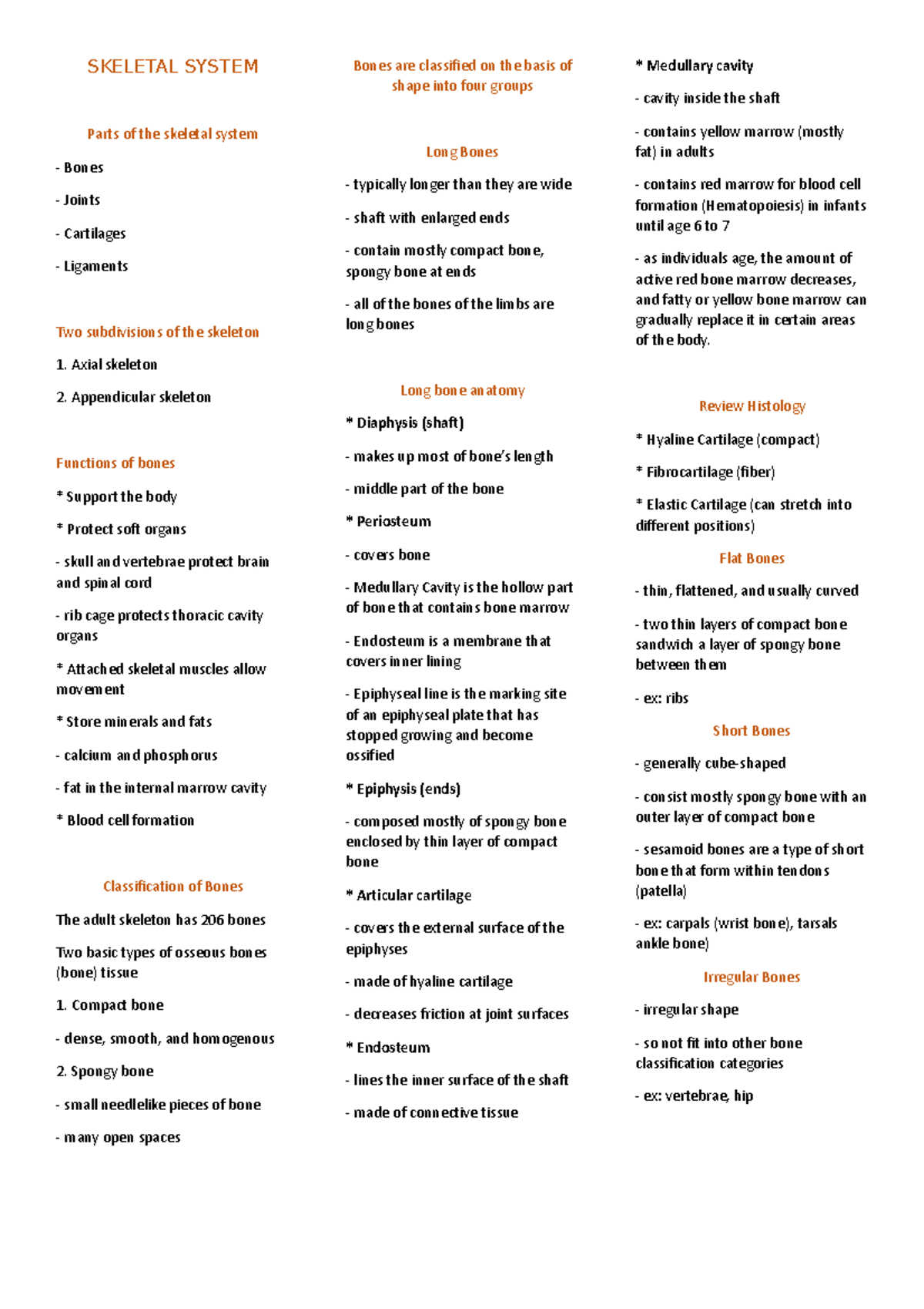 Skeletal System for Preliminary Examination - SKELETAL SYSTEM Parts of ...