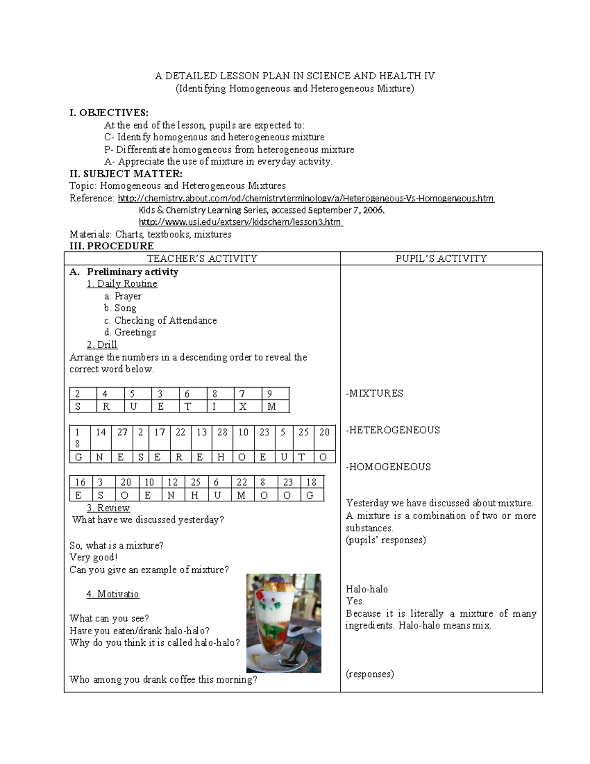 A Detailed Lesson PLAN IN Science AND HE - A DETAILED LESSON PLAN IN ...