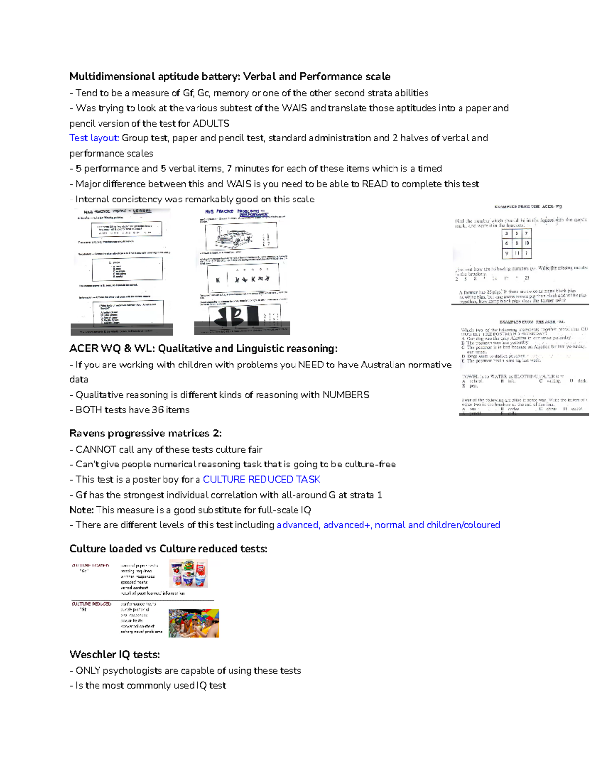 Week 9 Assessment of Intelligence, Clinical issues - Multidimensional ...