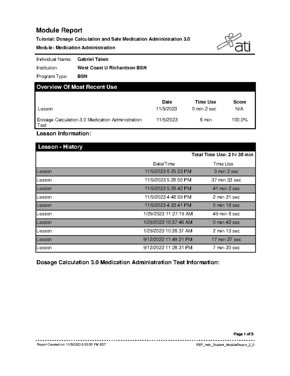 Report (100) - Module Report Tutorial: Dosage Calculation and Safe ...