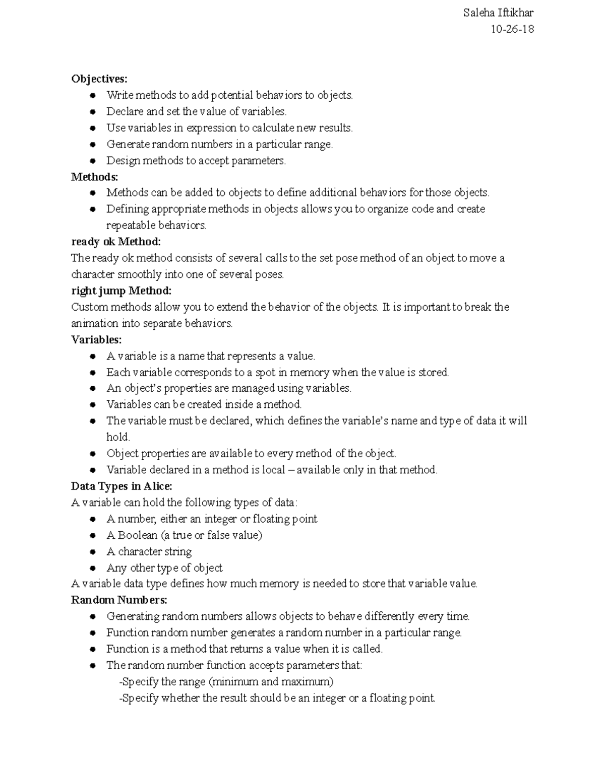 Alice Chapter 2 Notes - Google Docs - Saleha Iftikhar 10-26- Objectives ...