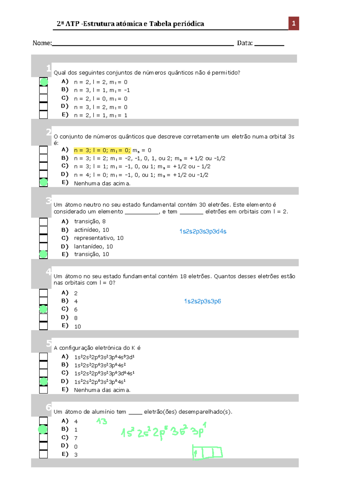 2ª ATP-Estrutura atómica e Tabela periódica - 2ª ATP -Estrutura atómica ...