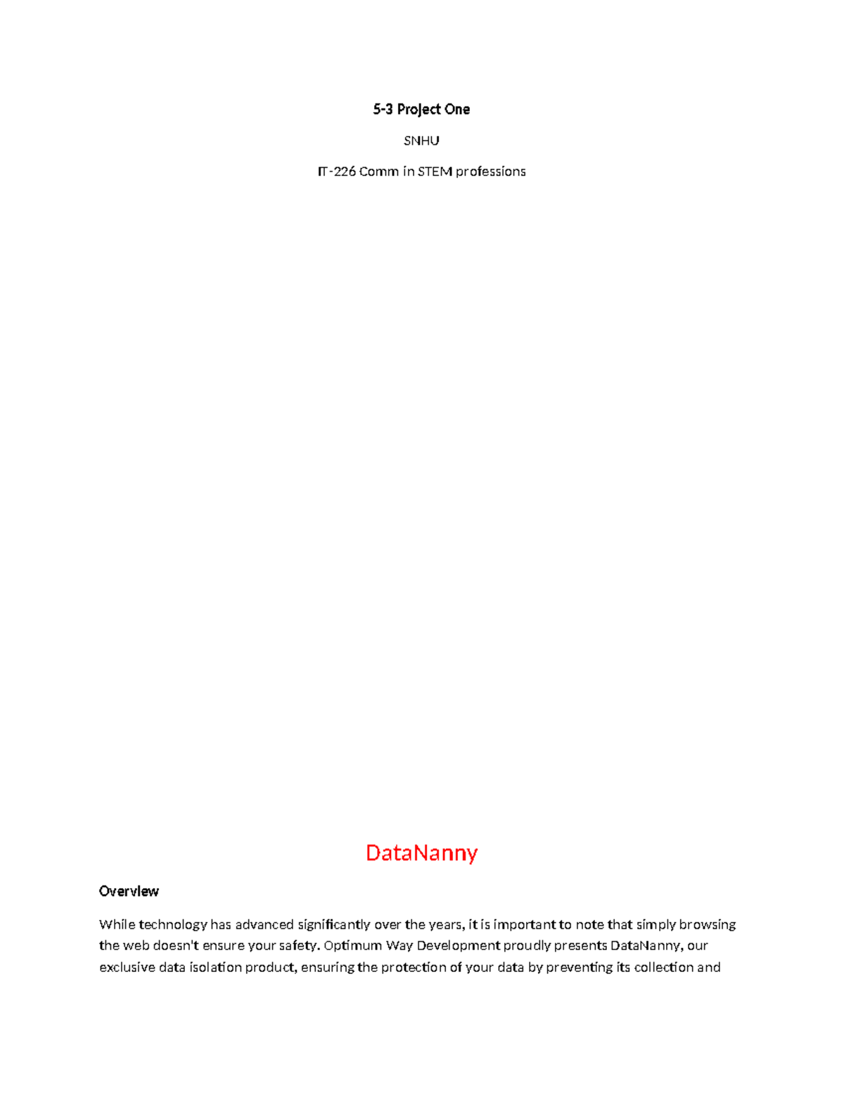 5-3 Project One - 5-3 Project One SNHU IT-226 Comm in STEM professions ...