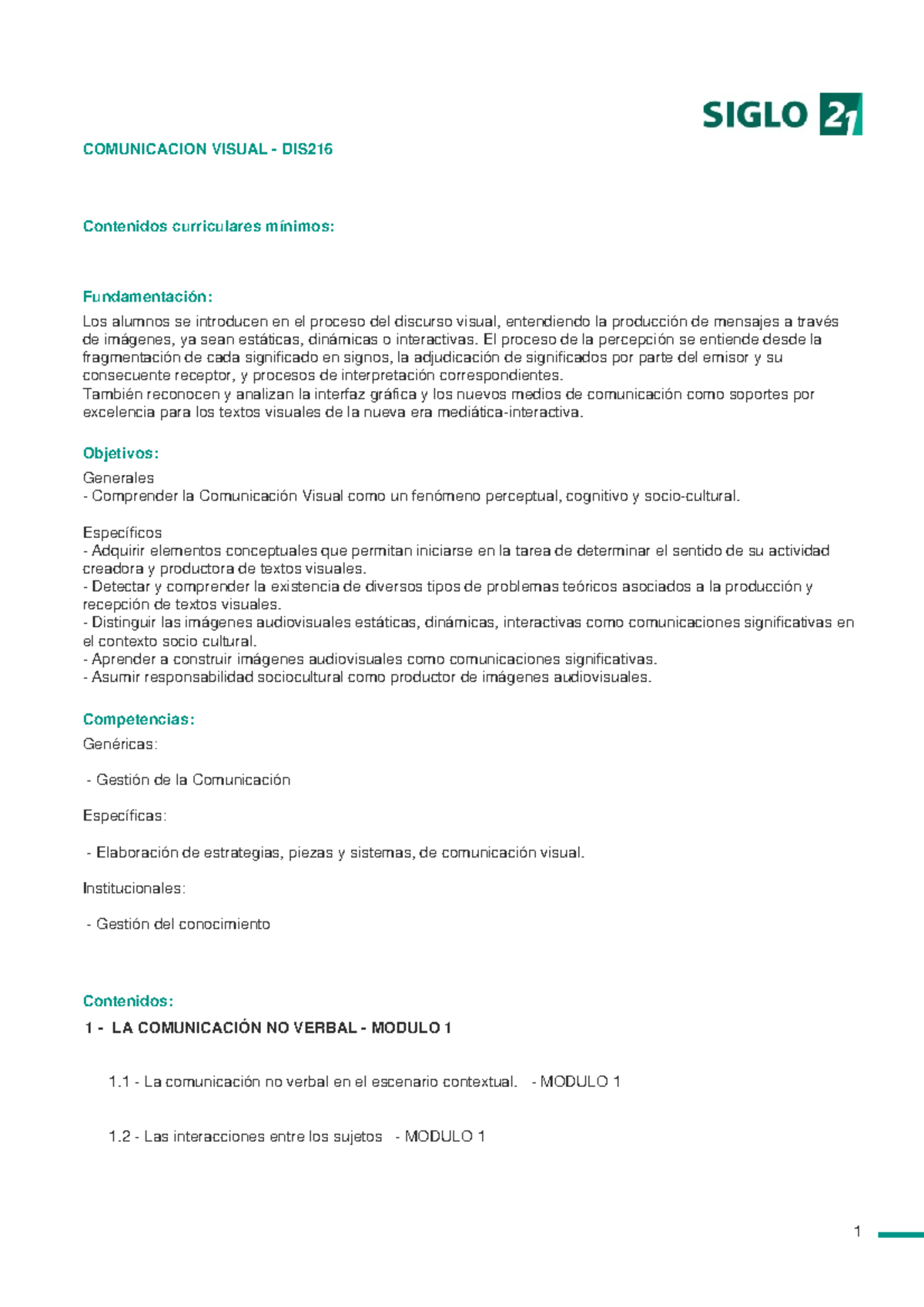 Programa materia - Publicidad - Siglo 21 - Studocu