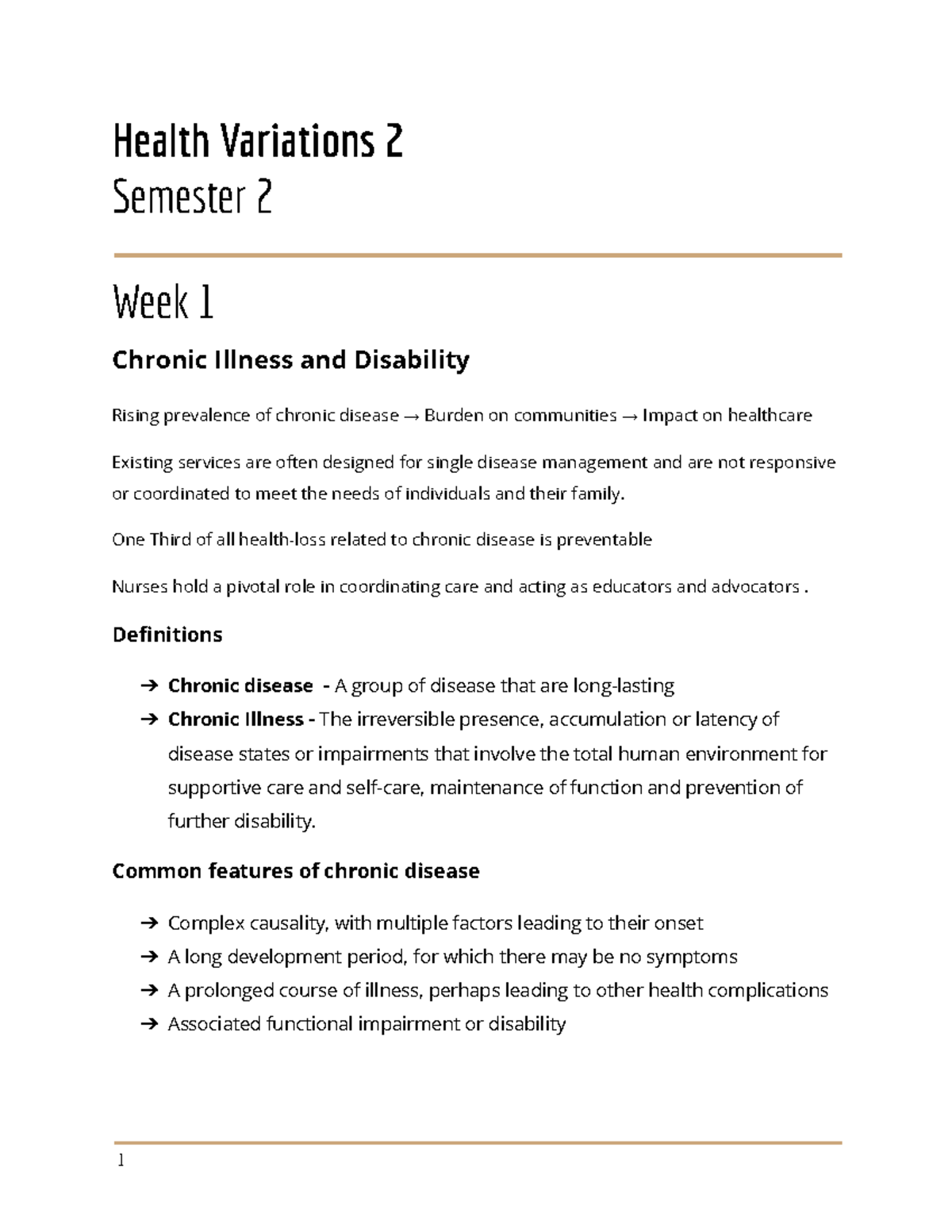 Health variations 2 Notes - Health Variations 2 Semester 2 Week 1 ...