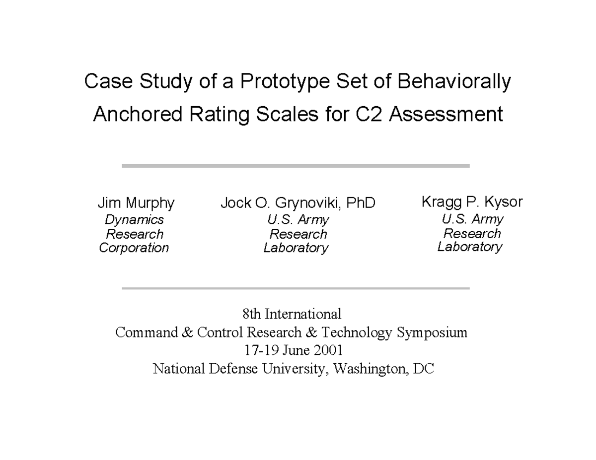 2 1600Murphy - sadsd - Case Study of a Prototype Set of Behaviorally Anchored Rating Scales for ...