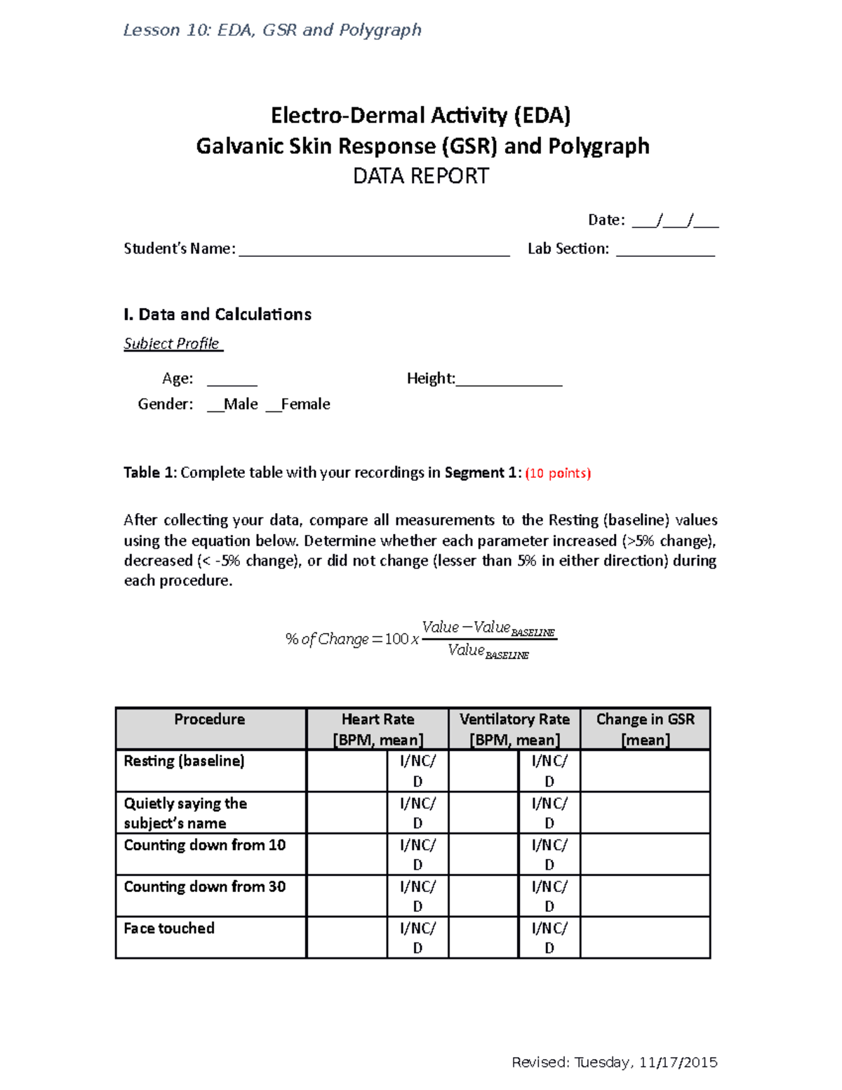 NINE - PHIZ 206 OCKALI - Electro-Dermal Activity (EDA) Galvanic Skin ...