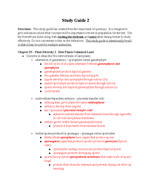 Bio-182 study guide - BIO-182 Exam 3 Study Guide Directions: This study ...