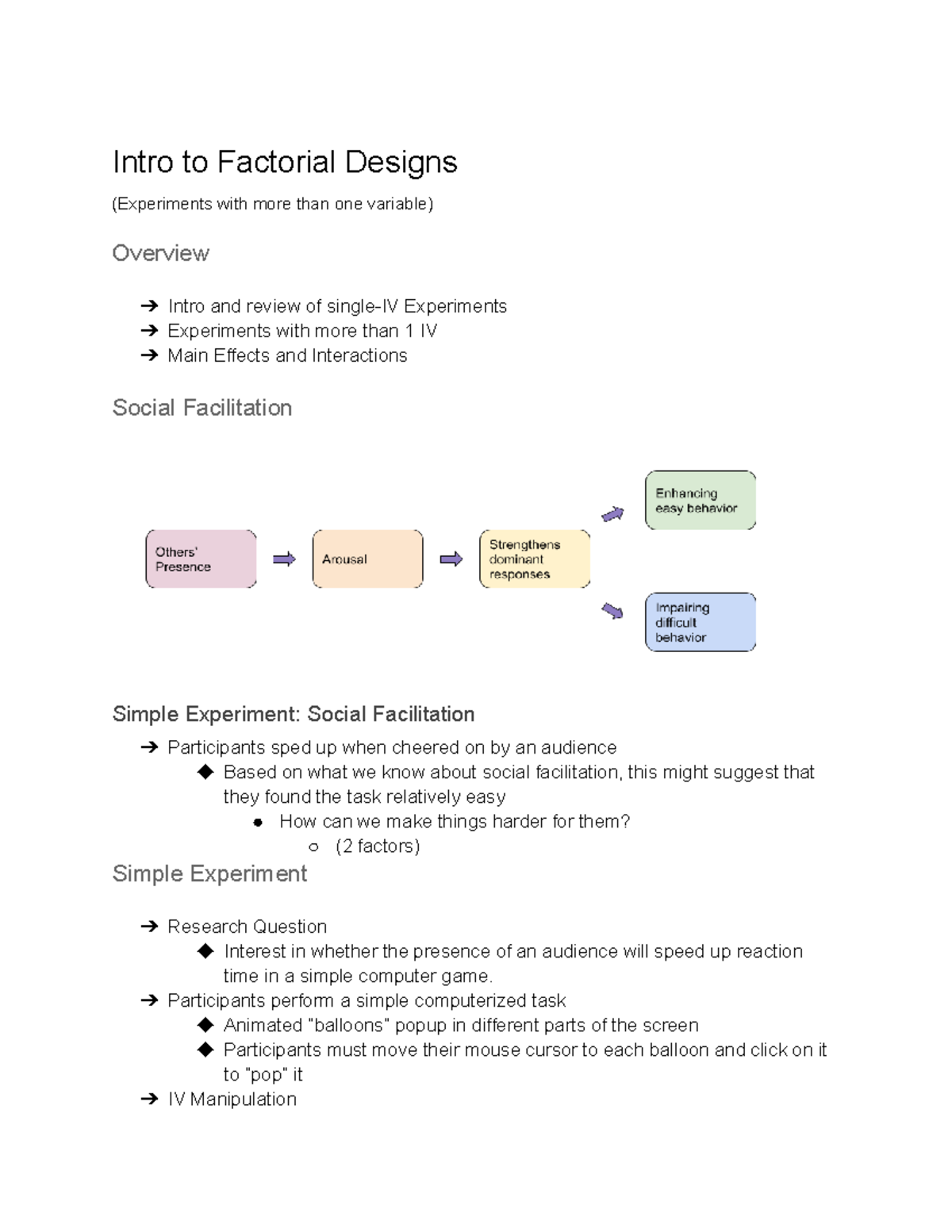 PSY 308-W12 Factorial Designs - Intro to Factorial Designs (Experiments with more than one ...