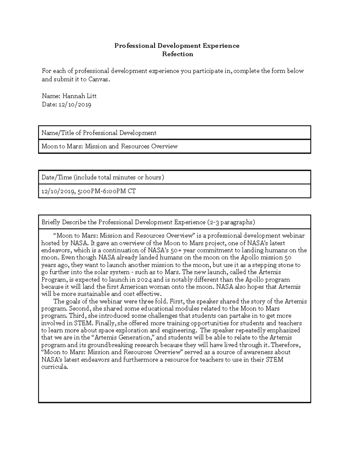 PD #2 - Teaching science - Professional Development Experience ...