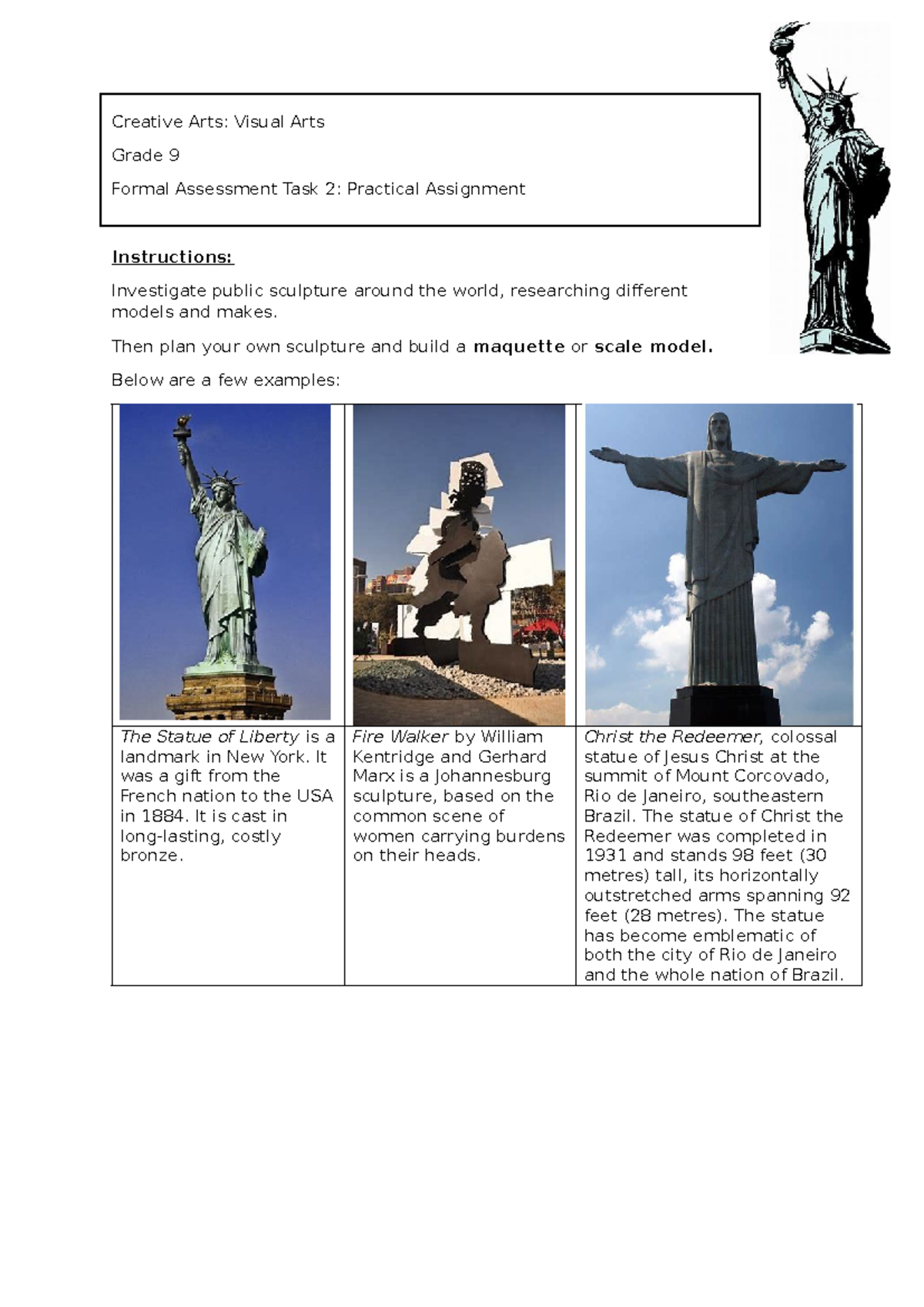 Creative Art1 - Creative Arts: Visual Arts Grade 9 Formal Assessment ...