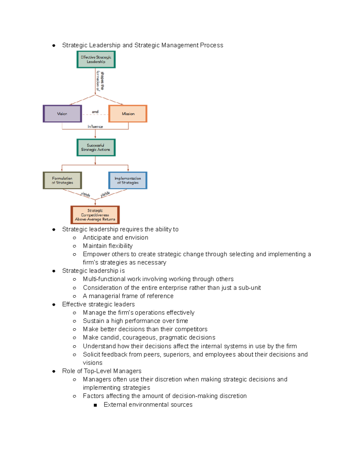 Chapter 12 Strategic leadership - Strategic Leadership and Strategic ...