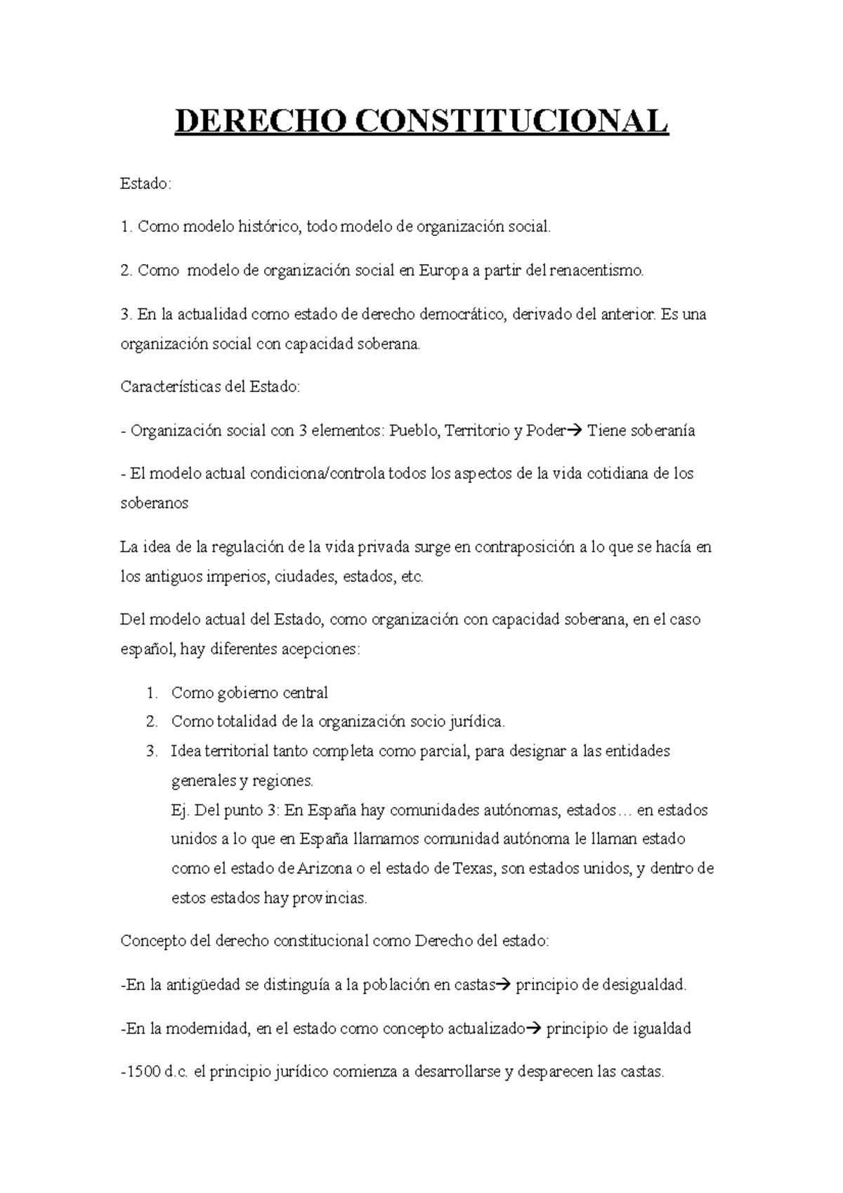 Derecho Constitucional - DERECHO CONSTITUCIONAL Estado: Como modelo ...