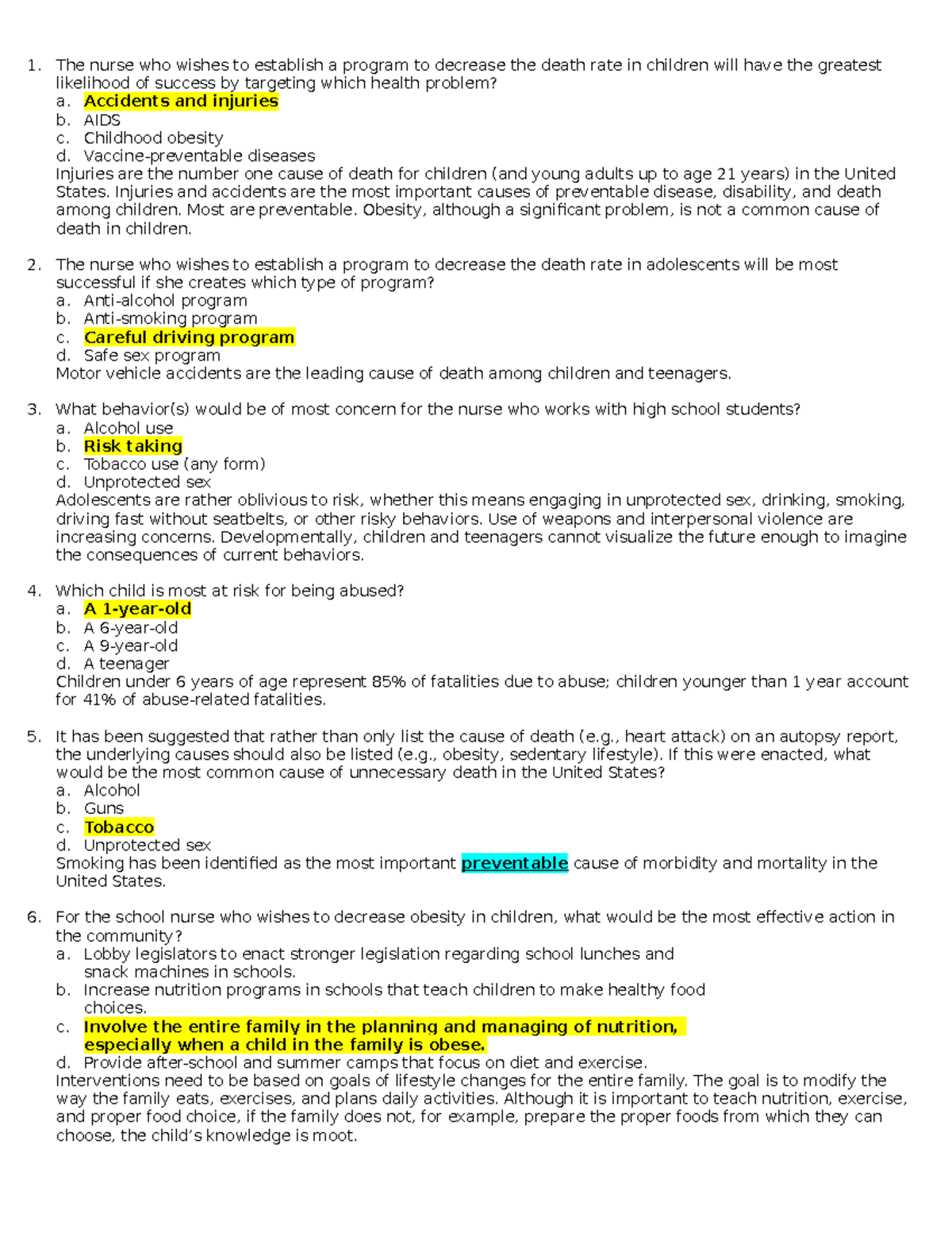 Chapter 20 Health Risks Across the Life Span - The nurse who wishes to ...