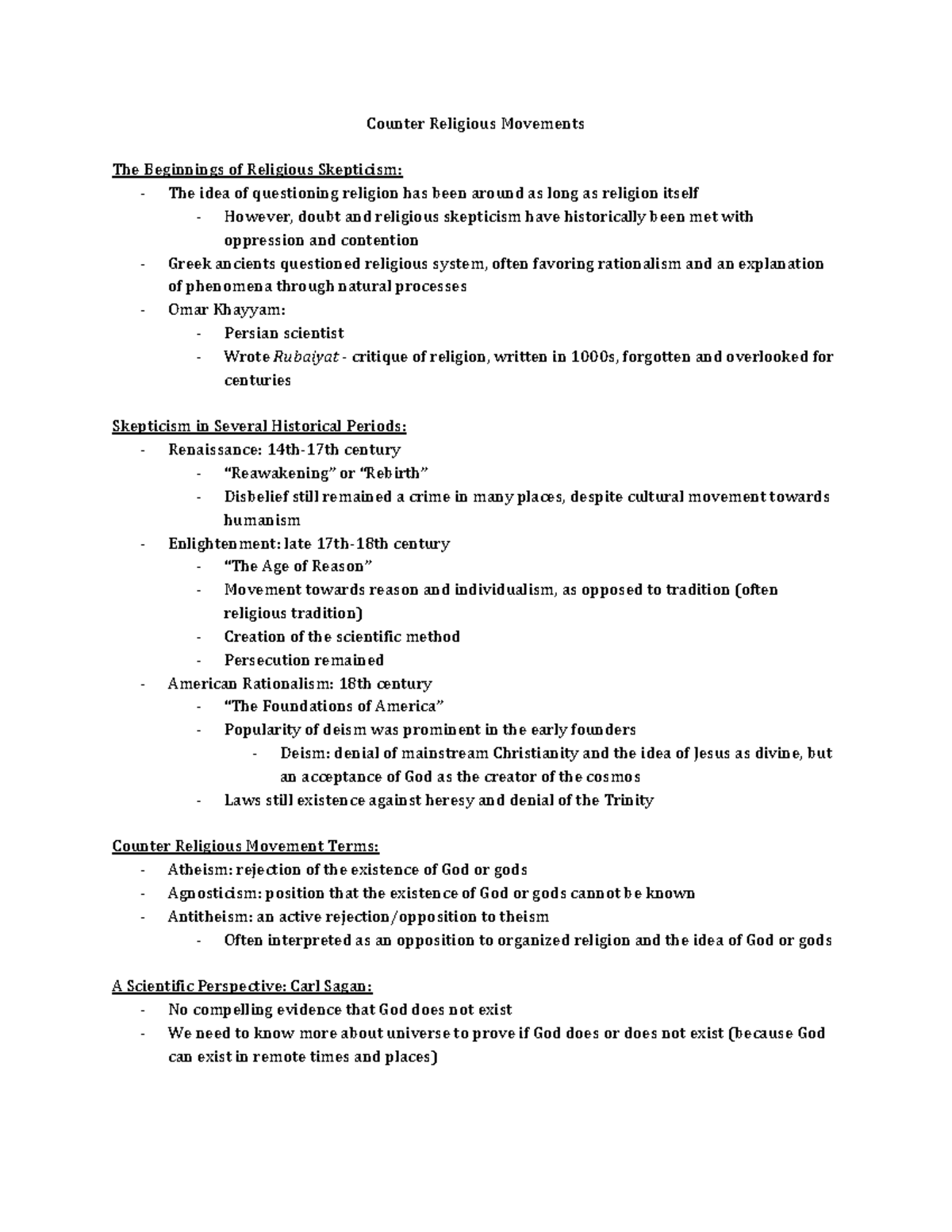 Counter Religious Movements - Studocu