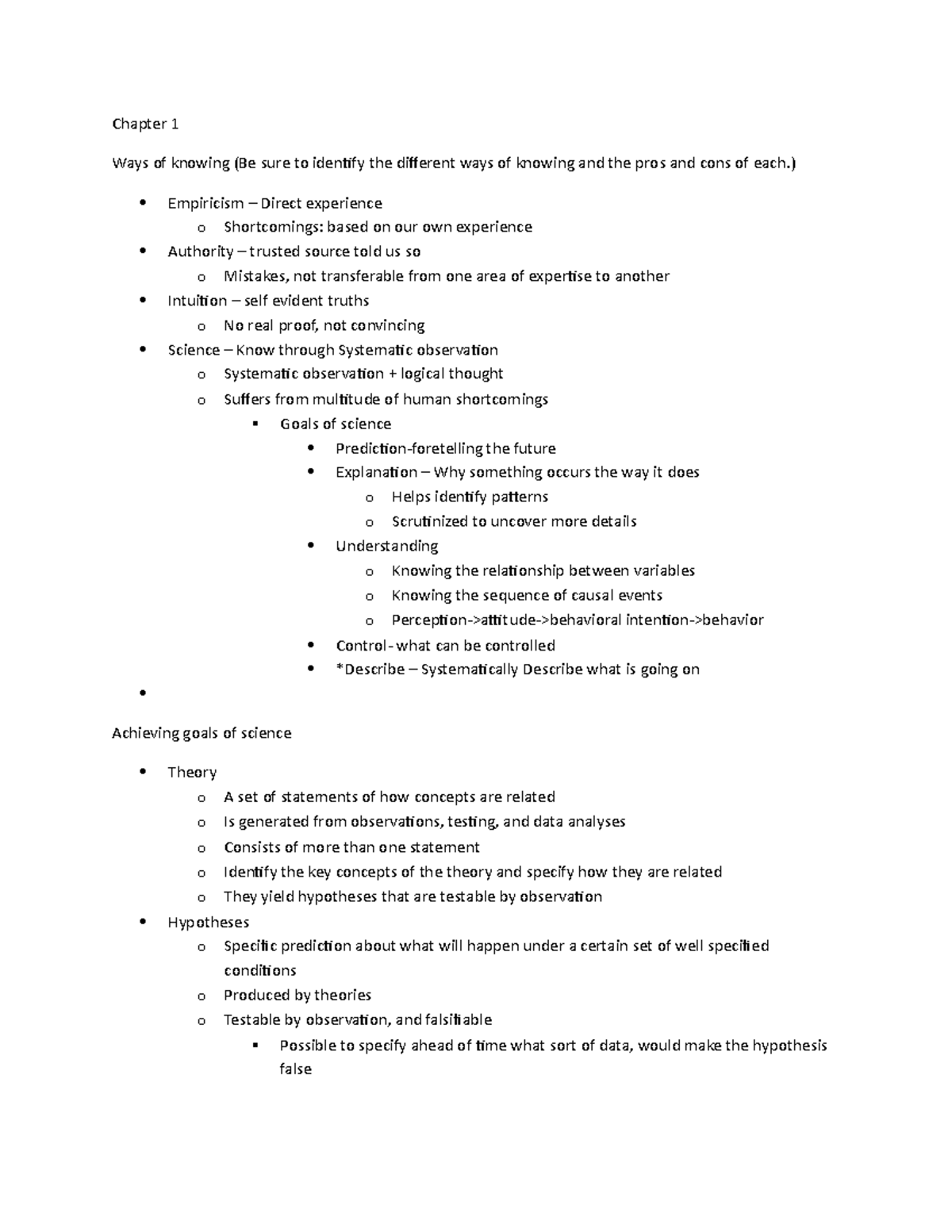 Lecture Notes, Lecture All - Tai-yee-wu - Chapter 1 Ways of knowing (Be ...