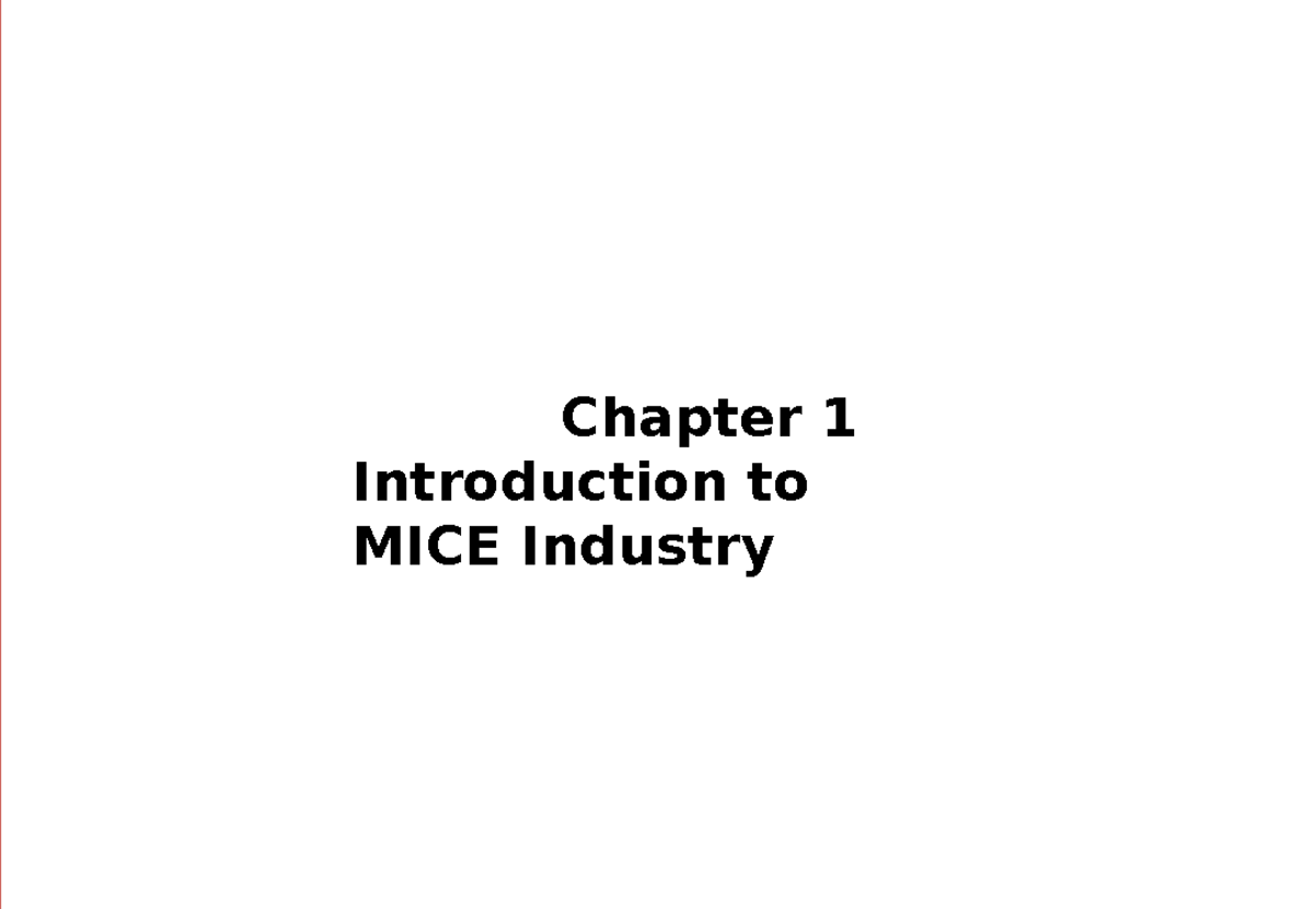MICE Management-Chapter 1 Module - Chapter 1 Introduction to MICE ...