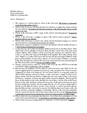 Unit 2 Challenge 2.2 Conflict Resolution Sophia Learning - After the ...