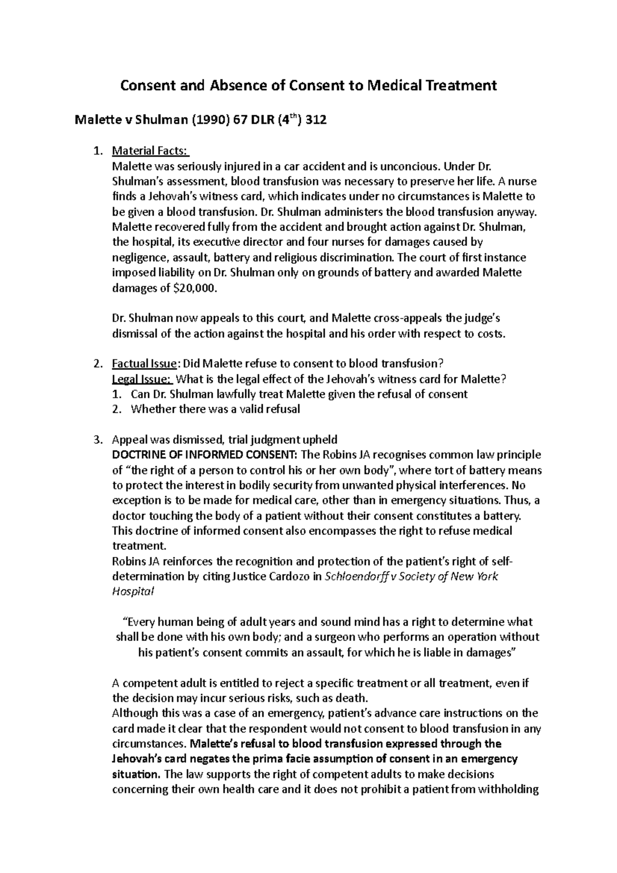Tutorial Presentation LAW Consent And Absence Of Consent To Medical tutorial-presentation-law-consent-and-absence-of-consent-to-medical