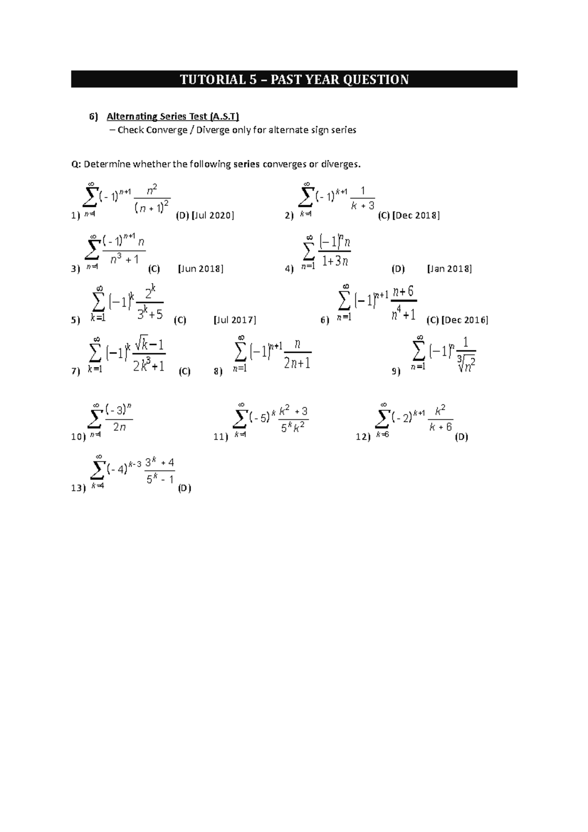 Tutorial 5 - AST Calculus III For Engineers MAT455 - TUTORIAL 5 – PAST ...