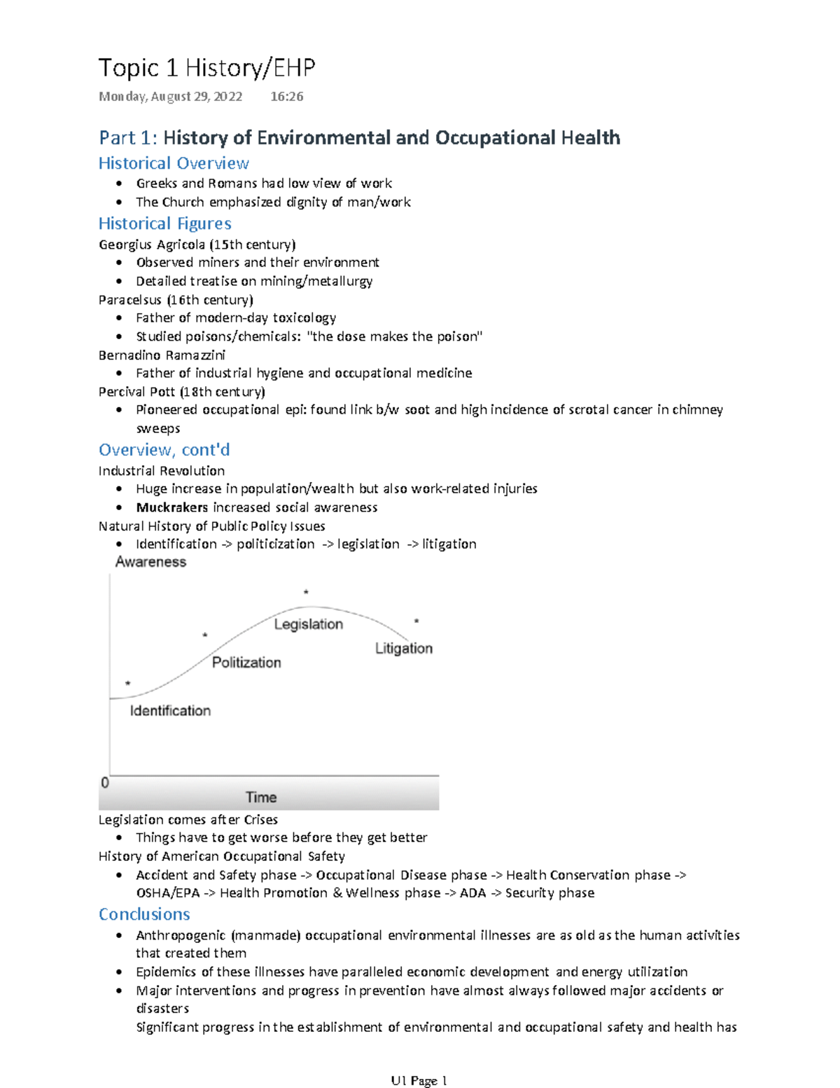 Topic 1 History, Environmental Health Paradihm - Part 1: History of ...