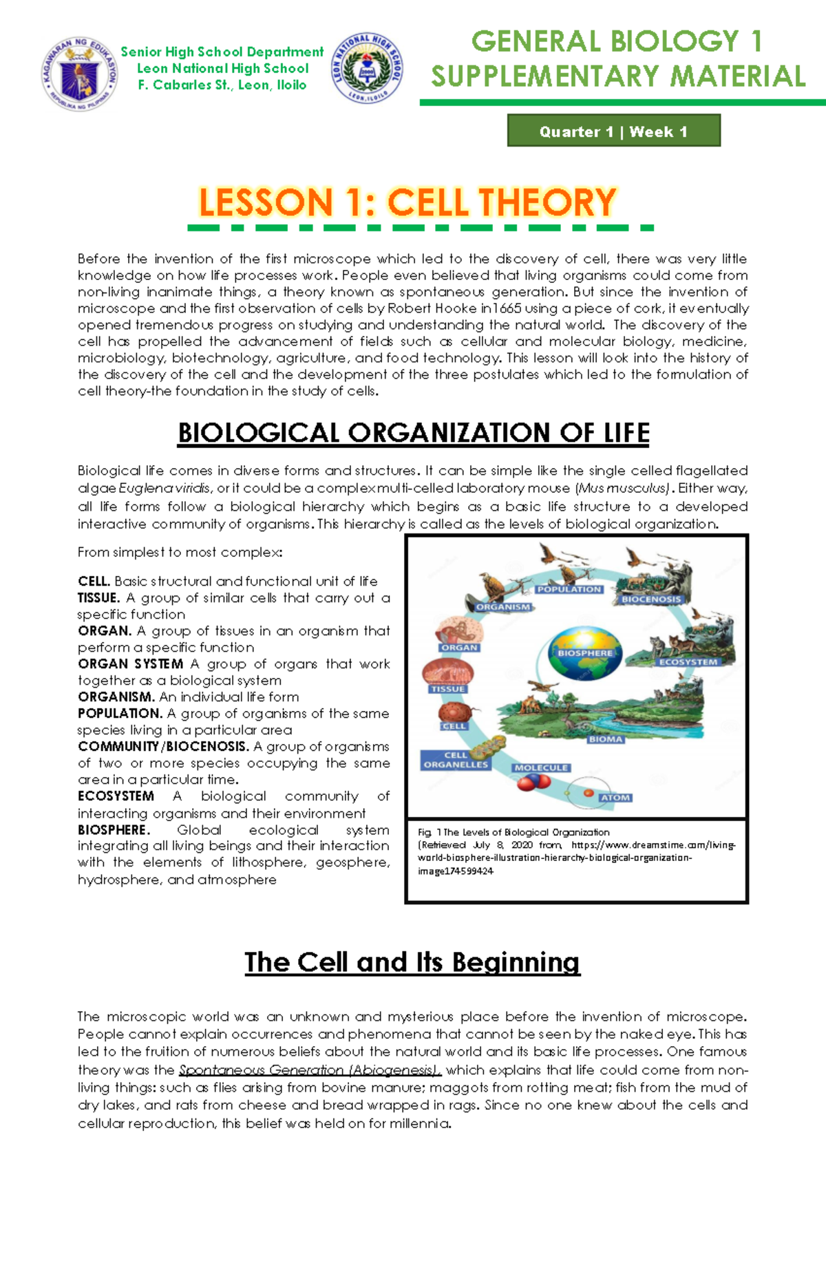 Introduction to cells - a Before the invention of the first microscope ...