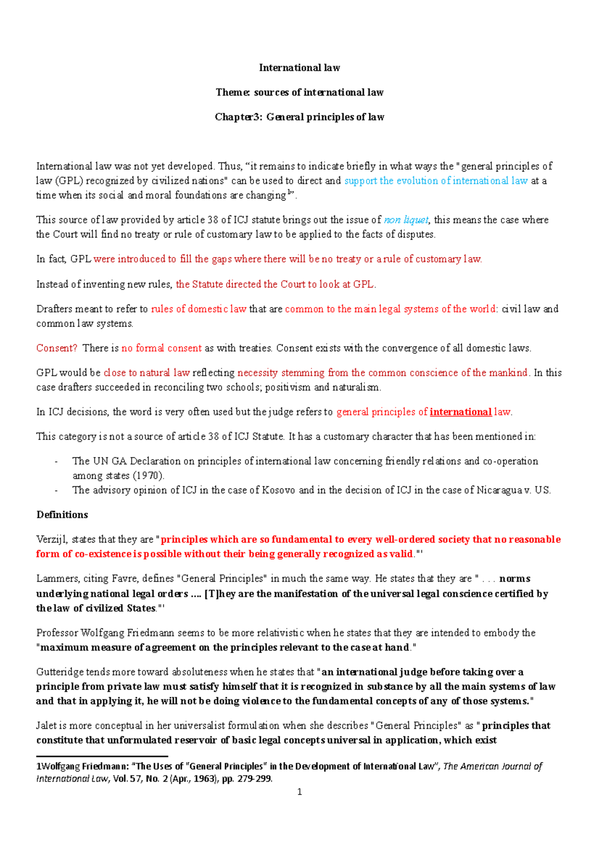General Principles of law - International law Theme: sources of ...
