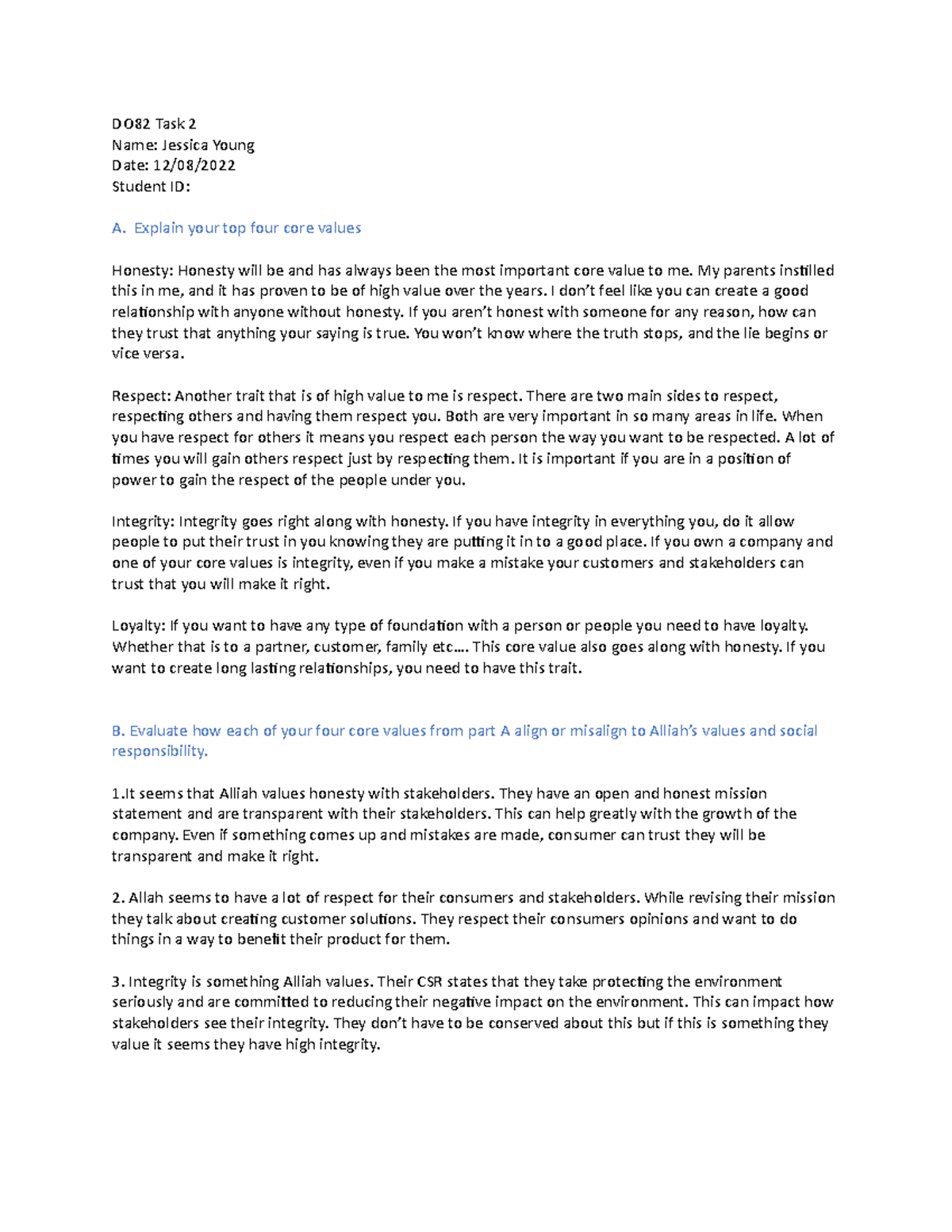 DO82 Task 2 - Assignment - DO82 Task 2 Name: Jessica Young Date: 12/08 ...