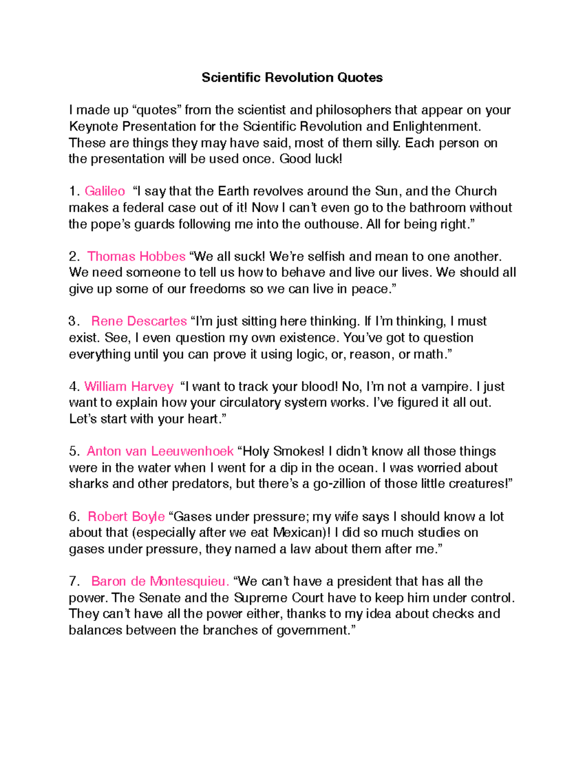 Scientific Revolution & Enlightenment Quotes - Scientific Revolution ...