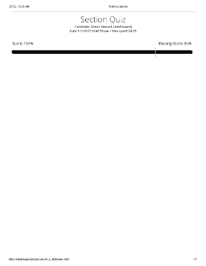 Test Out 1 Test and Quizzes - Section Quiz Candidate: Zemas Howard ...