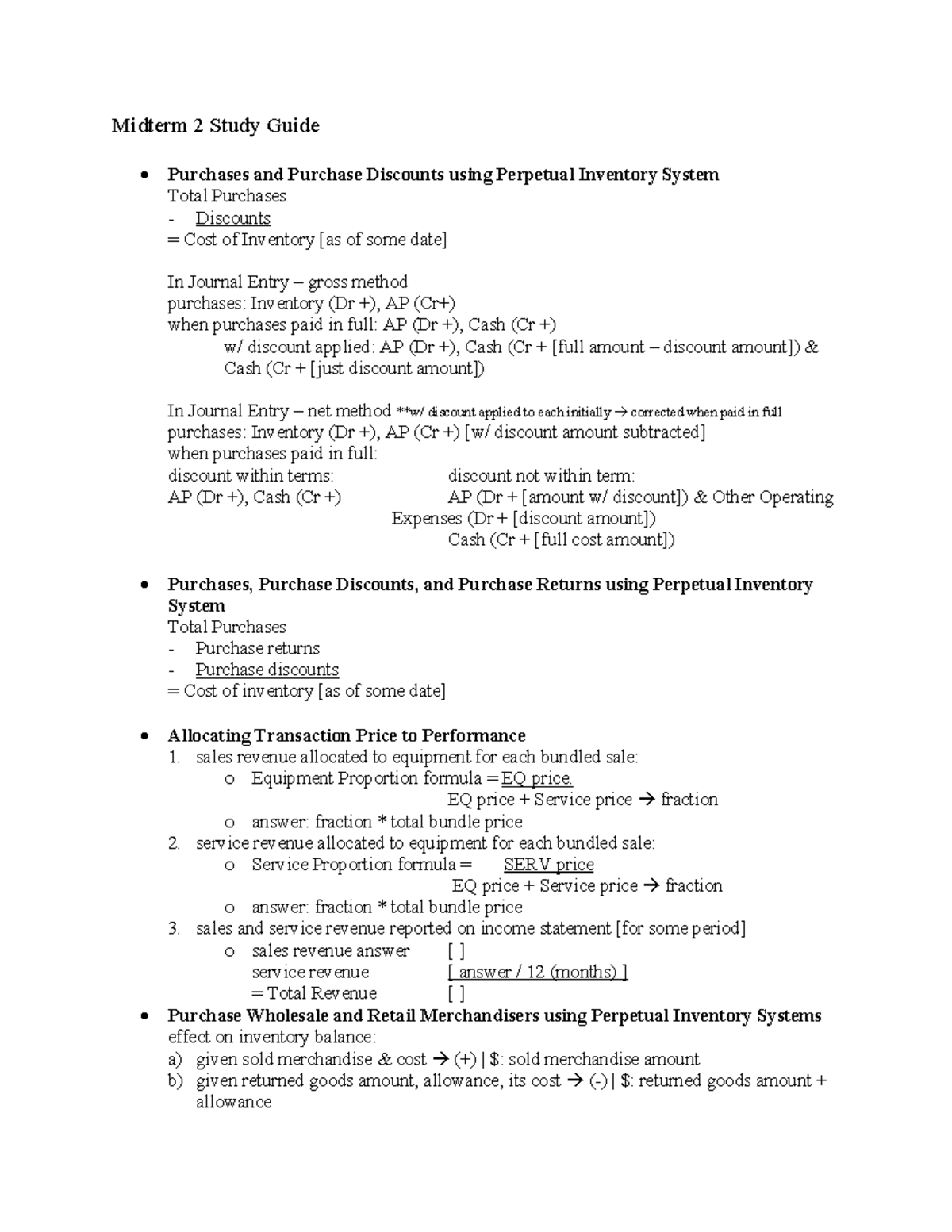 Microsoft Word - COMM 2010 Midterm 2 Study Guide - Midterm 2 Study Guide • Purchases and ...