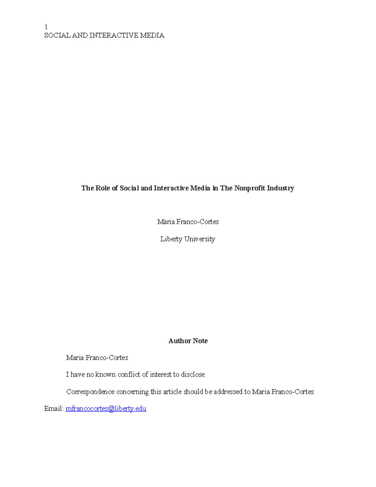 Research Feedback - SOCIAL AND INTERACTIVE MEDIA The Role of Social and ...