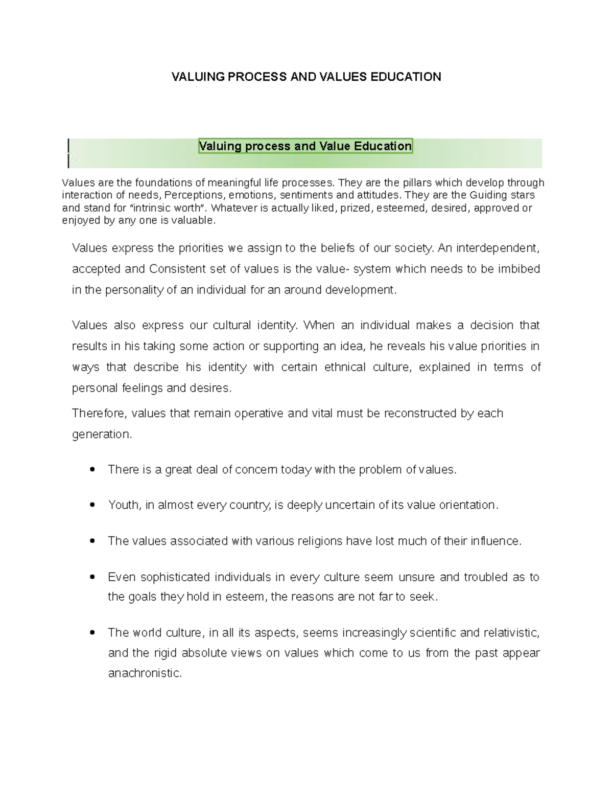 GRMC Module 7 - Character Education - Valuing process and Value ...