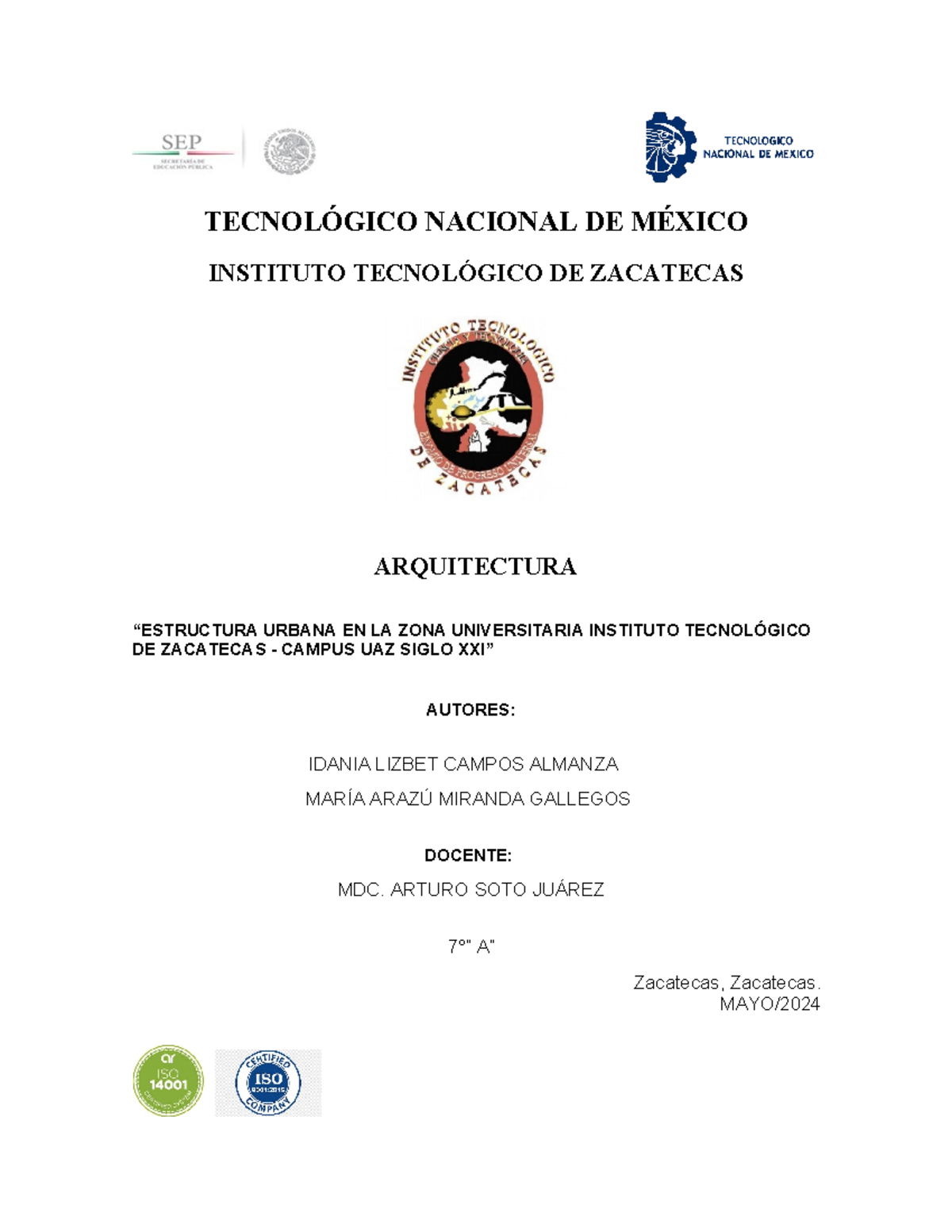 Equipamiento urbano - TECNOLÓGICO NACIONAL DE MÉXICO INSTITUTO ...
