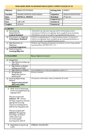 UPOD SS1 Lesson PlAN - FILAMER CHRISTIAN UNIVERSITY DEREGULATED STATUS ...