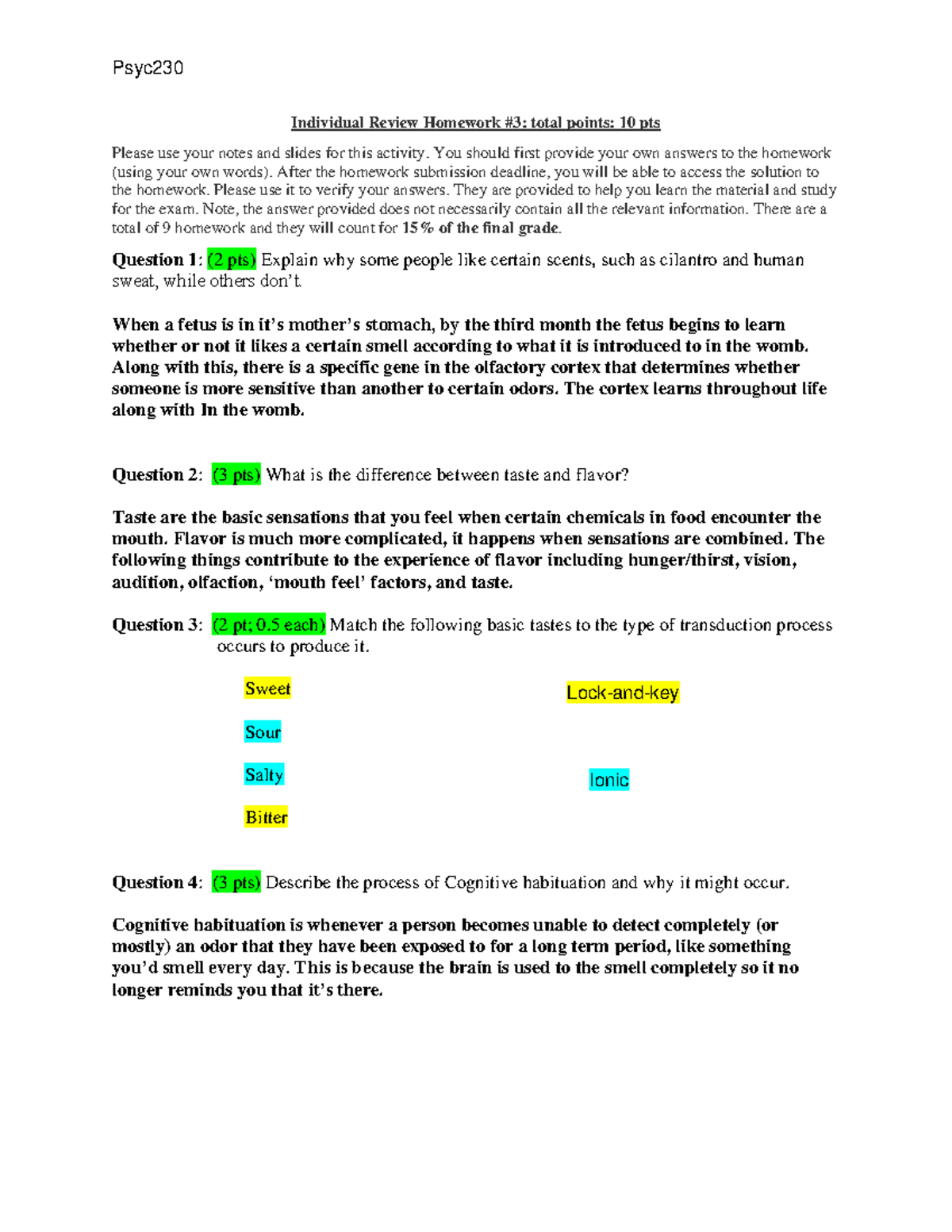 Individual Review Homework #3 for Students - Psyc Individual Review ...