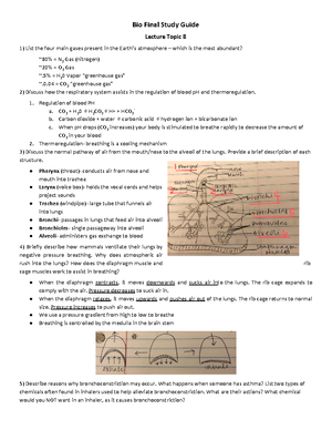 Bio 100 Study Guide for Exam 2 - Study Guide for Exam Lecture Topic 3 ...