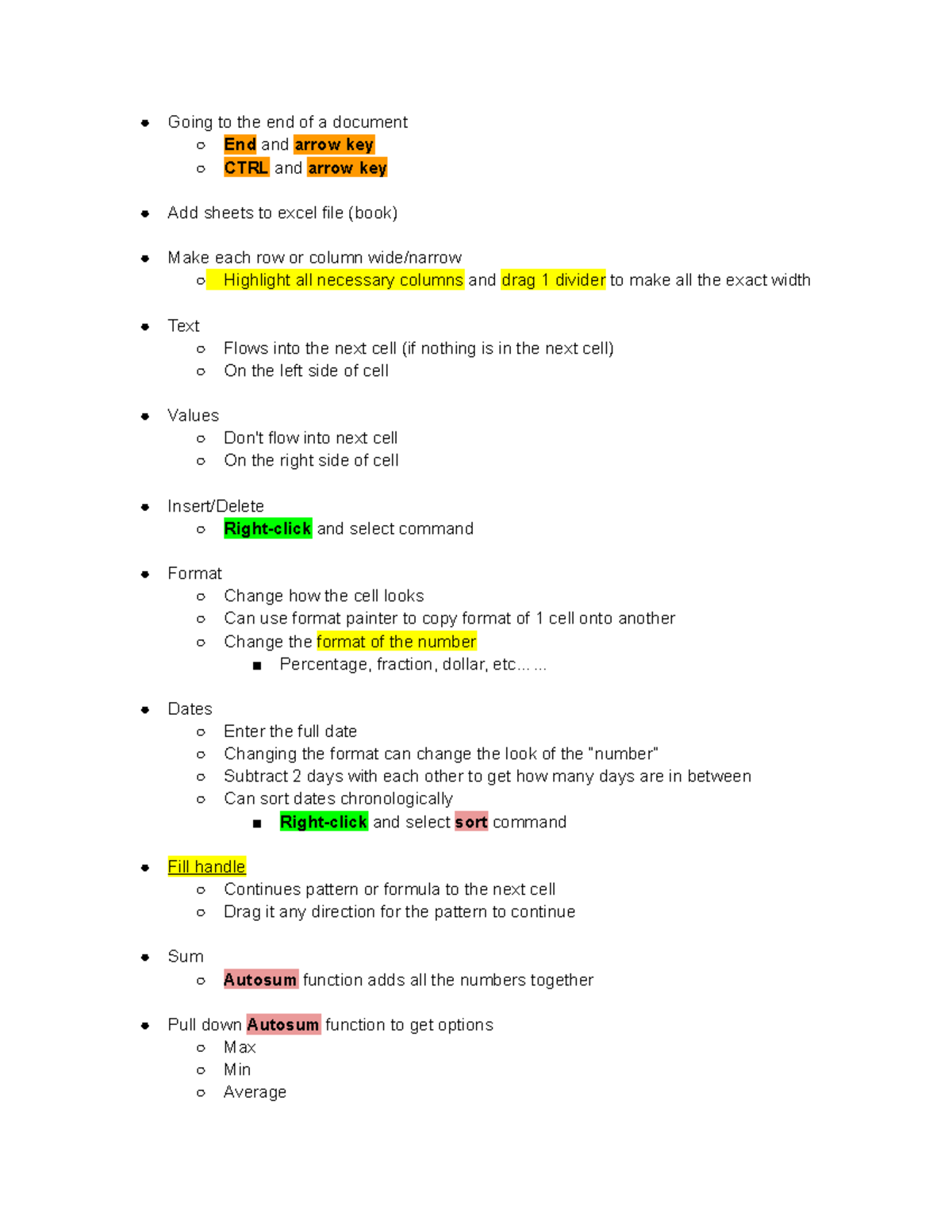 Lecture 1 - Going to the end of a document End and arrow key CTRL and ...