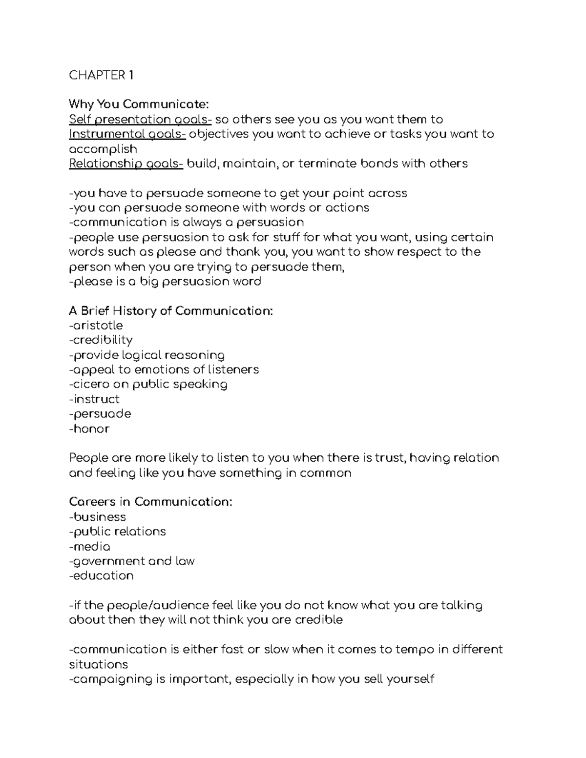 Communication chapter 1 - CHAPTER 1 Why You Communicate: Self ...