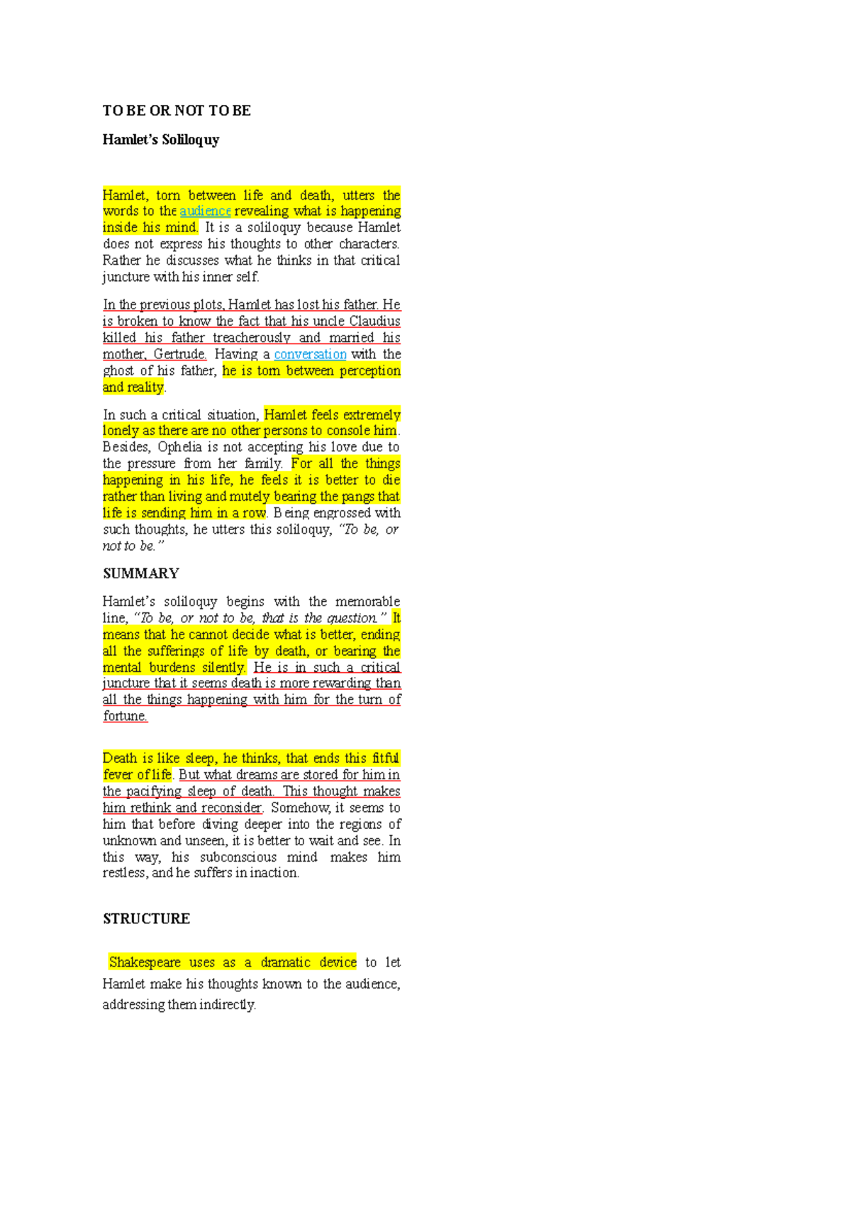 TO BE OR NOT TO BE - William Shakespeare's classics. - TO BE OR NOT TO ...